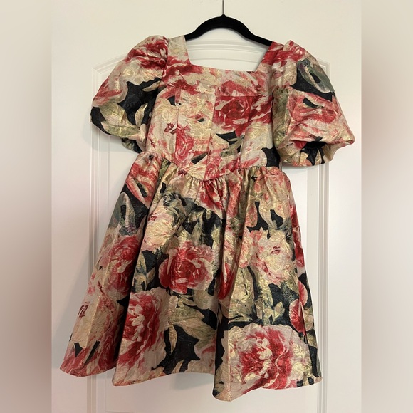 Rare Editions | Dresses | Rare Editions Red And Pink Puff Sleeve Dress ...